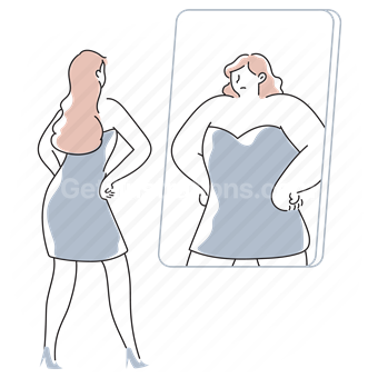 Download dysphoria, body, overweight, self image, person, view, vision- Basic ink illustrations